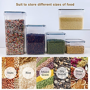 Irfora 7PCS Food Storage Containers kitchen Storage Container BPA Free PP Pantry Organization with Lid Stackable Design for Cereal Snack Noodle Nut Pasta Flour Rice