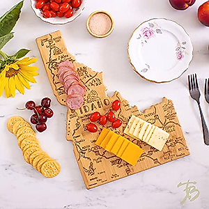 Totally Bamboo Destination Idaho State Shaped Serving and Cutting Board, Includes Hang Tie for Wall Display