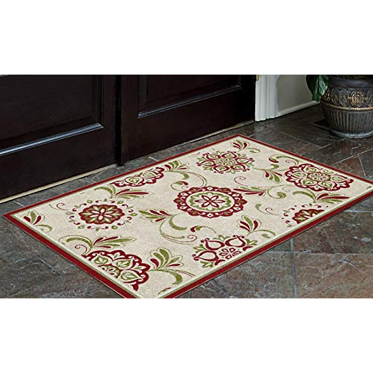 Brumlow MILLS Samara Home Indoor Area Rug with Traditional Floral Print Pattern for Living Room Decor, Dining Room, Kitchen Rug, or Bedroom Carpet, 30" x 46", Red