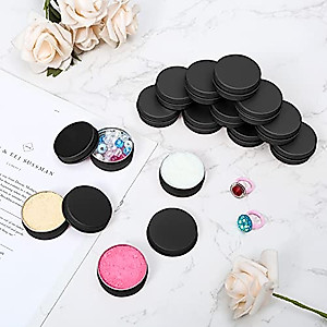 2 oz black tins with lids, Round Aluminum Cans, for Candles,Cosmetic, Lip Balm, 20Pcs.