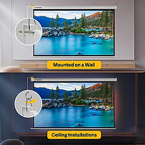 VIVOHOME Projector Screen Pull Down, 16:9 80 Inch Retractable Projection Screen, HD 4K Manual Pull Movie Screen for Home Theater, Cinema, Office (70x40 Inch White)