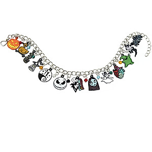 DEZHAN Halloween Nightmare before Christmas Horror Bracelet Charm, Jack Sally Zero The Dog Oogie Boogi Bracelet for Women and Men