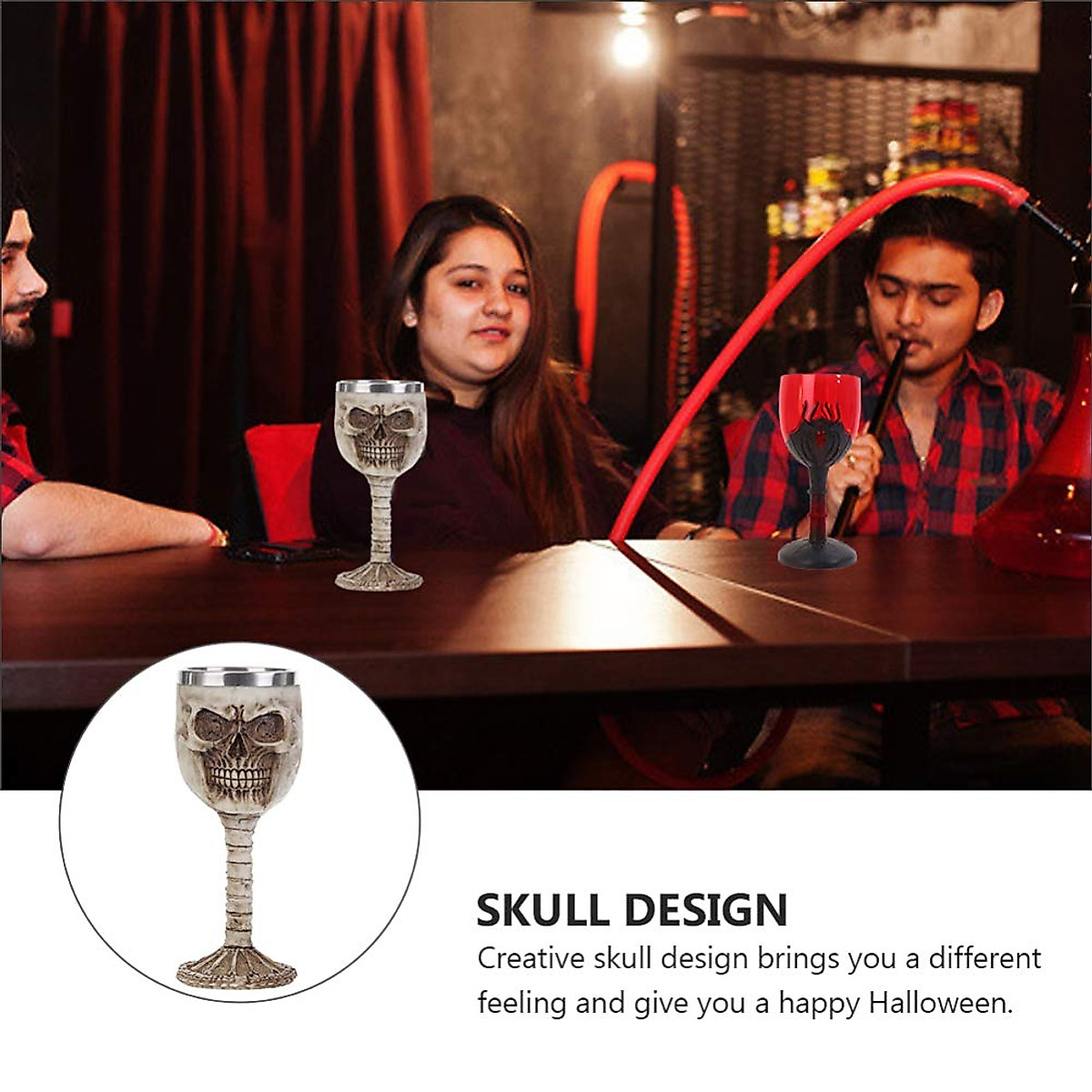 VOSAREA Halloween Skull Wine Goblet Cup Vintage Wine Glass Drinking Cup Water Mug Toasting Cup Kitchen Accessories
