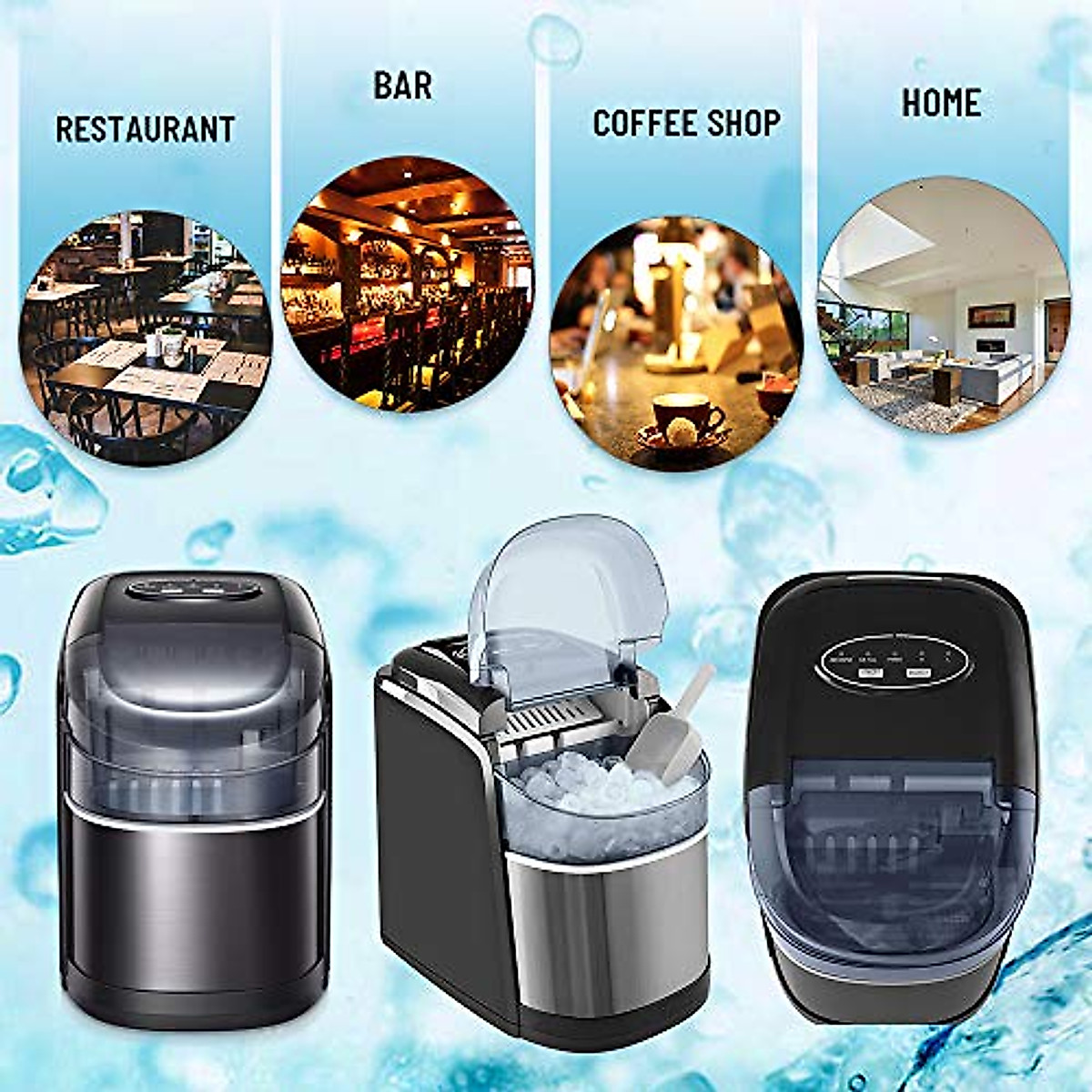 Kismile Countertop Ice Maker Machine,26Lbs/24H Compact Automatic Ice Makers,9 Cubes Ready in 6-8 Minutes,Portable Ice Cube Maker with Self-Cleaning Program