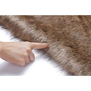Caracilia Women Luxury Faux Fur Coat Jackets Wrap Cape Shawl for Wedding Party Brown Fur Small