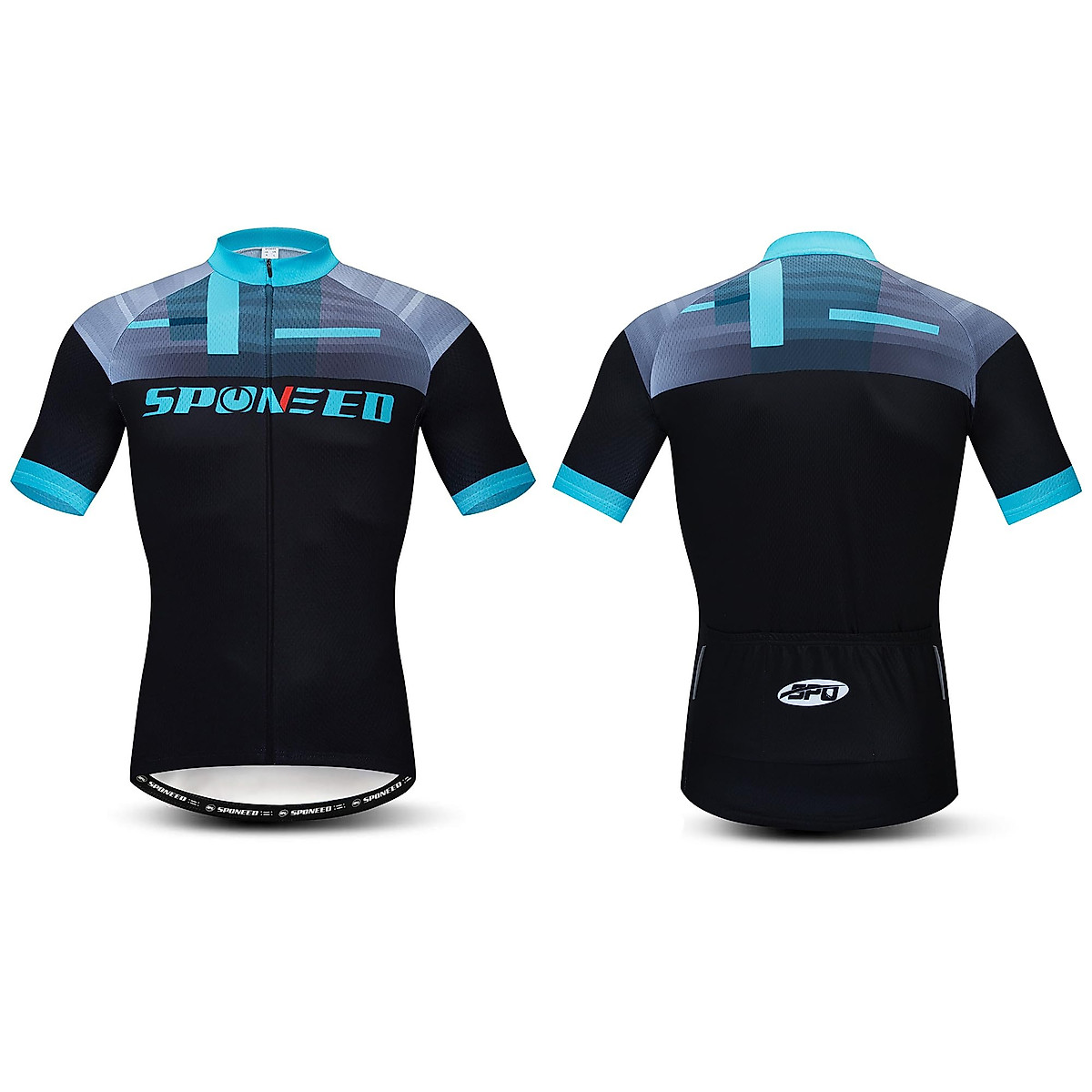 sponeed Mens Cycle Jerseys Set Shorts Gel Padded Tights Bicycle Pants Paddding US M Black Blue