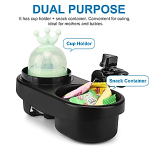 Accmor 2 in 1 Stroller Cup Holder with Snack Tray, Universal Stroller Tray Snack Catcher Drinks Holder, Stroller Snack Tray Ideal for Mom and Baby