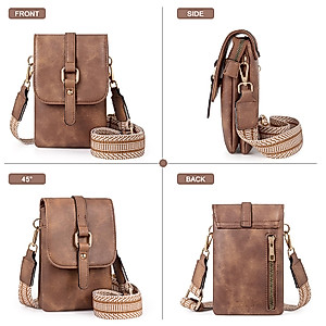 CLUCI Small Crossbody Bags for Women Leather Cell Phone Shoulder Purses Brown