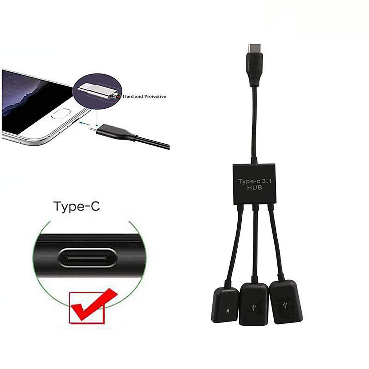 Hemobllo 3 USB Hub Adapter Multi Charging Cable Reader Hub Type c Hub USB Data Hub USB Hub Charger USB Hub for Laptop USB Hubs Ethernet Hub OTG Host Cable Electronic Equipment Multifunction