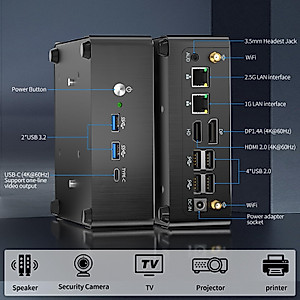 Kinupute Mini PC with Ryzen 9 5900HX Upto 4.6GHz, Desktop Computer with 64G DDR4, 1T M.2 NVME SSD, Windows 11 Pro, , DP/HDMI/USB-C Port, 4K@60Hz Triple Display, Dual LAN, 1x2.5G LAN, WiFi 6/BT5.1