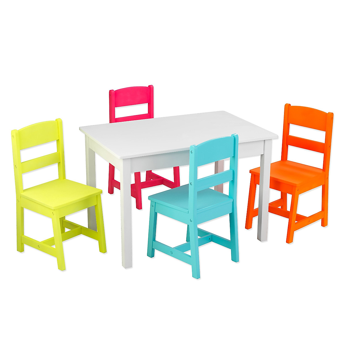 KidKraft Wooden Table and 4 Chair Set, Children's Furniture, Brightly Colored - Highlighter, Gift for Ages 3-8, 40" x 27" x 9.5"