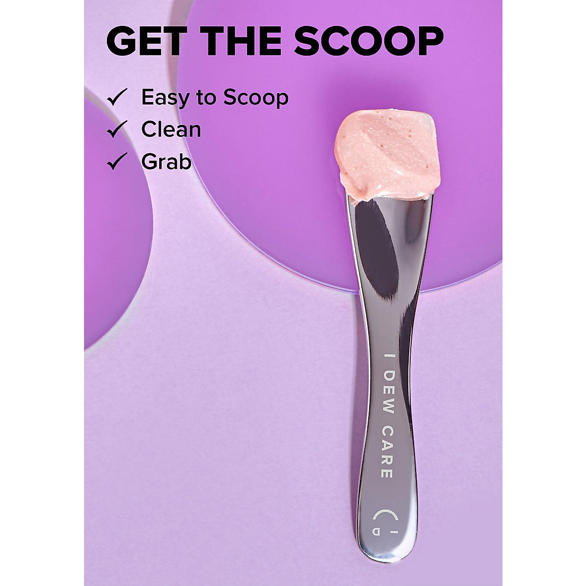 I Dew Care Multi-functional Applicator - Get The Scoop | Gift, Stainless Steel Spatula, Beauty Tool for Cream, Lip Balm, Wash-Off Masks, Mixing, Depuffing
