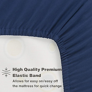 Everyday Kids 2-Pack Fitted Crib Sheets, 100% Soft Breathable Microfiber Baby Sheet, Fits Standard Size Crib Mattress 28in x 52in, Navy Nursery Sheet and Gray Nursery Sheet