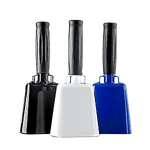 Steel Cow Bell with Handle Cowbells,Cheering Bell and Loud Noise Makers Hand Bells for Sporting Events,Football Games,School Bell,Farm Hand Chimes Percussion Musical Instruments (8 inch Black)