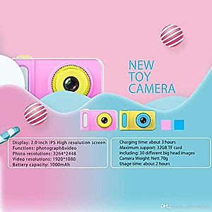 eDealz Full 1080P Kids Selfie HD Compact Digital Photo and Video Rechargeable Camera with 2" LCD Screen, Video Games and Micro USB Charging (Pink, with SD Card)