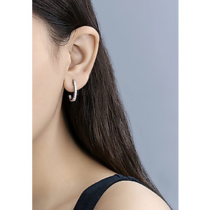 Dazzlingrock Collection 0.15 Carat (ctw) Round White Diamond J Shaped Classic Hoop Earrings for Her in 925 Sterling Silver in Screw Back