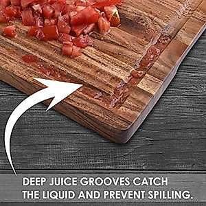 Acacia Wood Cutting Board with Juice Grooves(16" x 12")- Wooden Chopping Board for Meat, Vegetables, Fruit & Cheese