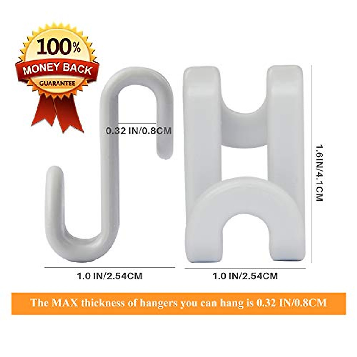 Frezon Clothes Hanger Connector Hooks, Outfit Hangers, Hanger Extender Clips, Hangers Accessory, Not Suitable for Wooden Hangers, Heavy Duty Space Saving for Closet 60 Pcs (Grey)