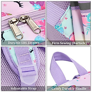 JIANYA Backpack for Girls Kids School Backpack Lunbox Combo Teen Girl Unicorn Bookbag School Bag, Purple