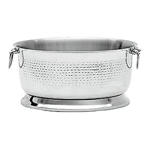 HUBERT Beverage Tub, Brushed Hammered Stainless Steel with Double Wall Construction - 19"Dia x 11"H