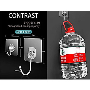 hmooc Wall Hooks Heavy Duty 40lb(Max), Stainless Steel Large Adhesive Hooks for Hanging, Waterproof and Super Sticky to Increase Practicality(16 Pack)