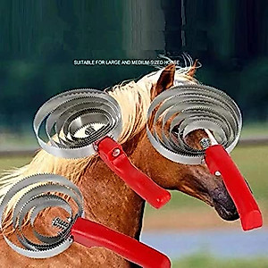 SHXZHOJHUA One Piece 6-Ring Large Size Ox, Sheep and Horse Stainless Steel Reversible Serrated Comb 9 Oz Heavy with Soft Touch Handle