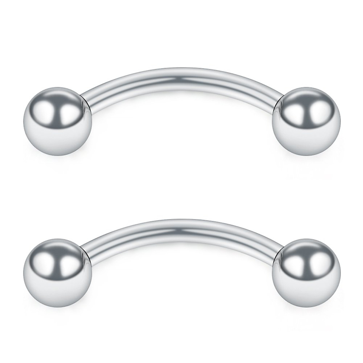 SCERRING 16G Curved Barbell Nipplerings Snake Eyes Tongue Ring Piercing Stainless Steel 9/16Inch 12PCS