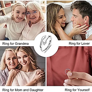CEGANA,925 Sterling Silver Hug Rings for Women, Adjustable Band Jewelry,Gift for Teen Girls Couples Hugging Hand Rings Silver Plated for Woman