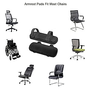 Addabst Office Chair Armrest Pads, 2 Pcs Thick Office Chair Armrest Covers, Removable Gaming Chair Arm Pads (Black)