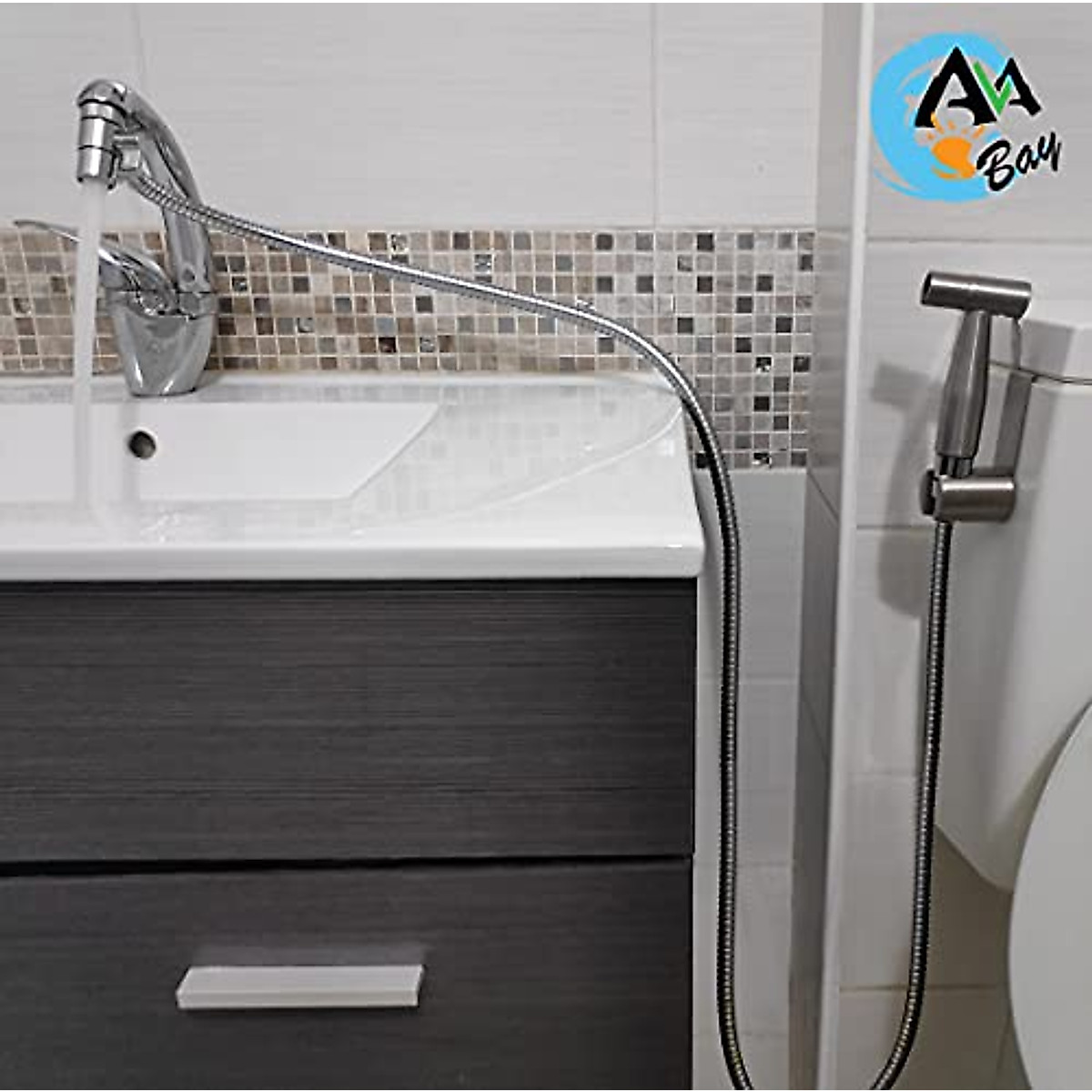 AVAbay® Sink Faucet Handheld Bidet Sprayer for Toilet I Bidet Attachment for Warm & Cold Water I Long 80" Hose Perfect for Feminine Hygiene, Cloth Diaper, Bathroom Toilet Cleaning