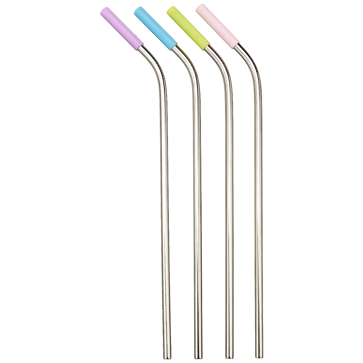 Polkadot Weasel Company Set of 8 Stainless Steel Straws, Silicon Tips, and 2 Cleaning Brushes (10.5 inch w/o travel container)