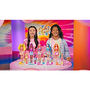 Barbie Color Reveal Small Doll & Accessories, Neon Tie-Dye Series, 6 Surprises, 1 Chelsea Doll (Styles May Vary)