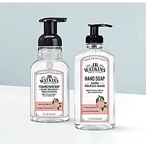J.R. Watkins Foaming Hand Soap Pump with Dispenser, Moisturizing All Natural Hand Soap Foam, Alcohol-Free, Cruelty-Free, USA Made, Use as Kitchen or Bathroom Soap, Grapefruit, 9 fl oz, 6 Pack