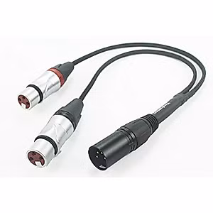 Youkamoo 4 Pin XLR to Dual 3 Pin XLR Female Silver Plated Audio Headphone Adapter Cable 1 FT 0.3M