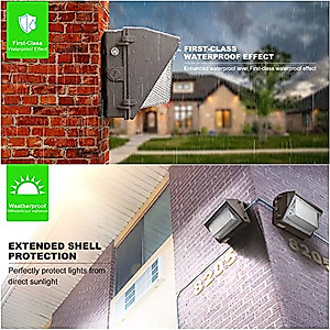bulbeats 6 Pack 70W LED Wall Pack Lights with Dusk to Dawn Photocell, 5000K Daylight IP65 Waterproof Wall Mount Outdoor Security Lighting Fixture for Garage, Energy Saving Upto 2600KW*6/5Yrs(5Hrs/Day)