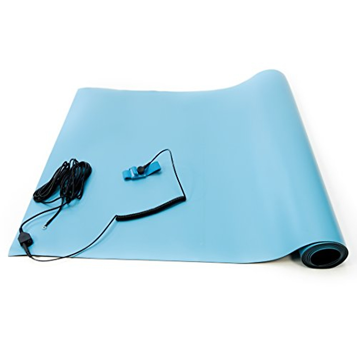 Bertech -ESD High Temperature Mat Kit, 18 Inches Wide x 30 Inches Long x 0.08 Inches Thick, Blue, Includes a Wrist Strap and Grounding Cord, RoHS and REACH Compliant (Assembled in USA) Product Name