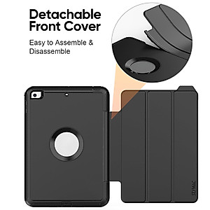 SEYMAC for iPad 6th/5th Generation Case, Sturdy Heavy Duty Shockproof Protection Folio Stand Case with Smart Cover Auto Sleep/Wake for iPad 9.7 Case, Black