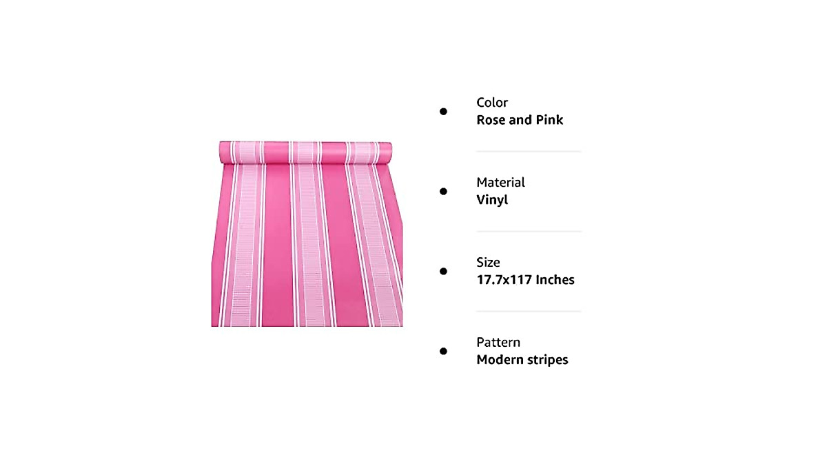PoetryHome Pink Stripe Peel and Stick Wallpaper 17.7x117