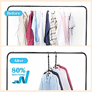 16 Pack Sturdy Hanger Organizer, Plastic Space Saving Hanger, Smart Magic Clothes Hanger, for Dorm Closet Storage Apartment College Bedroom Essentials, Black Gray White [ Upgraded Quality ]