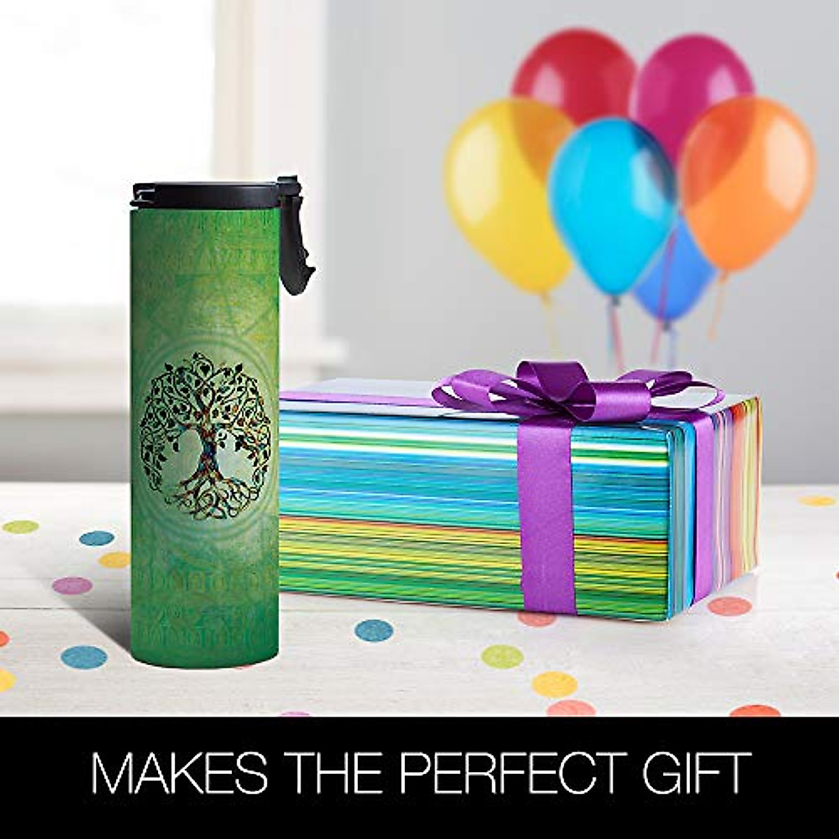 Tree-Free Greetings Vacuum Insulated Travel Coffee Tumbler, 1 Count (Pack of 1), Tree of Life