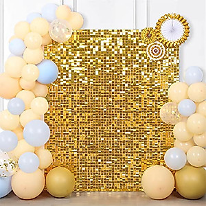 Shimmer Wall Backdrop Sequin Panels Gold Backdrop Decoration Panels Shimmer Panels(Pack of 24) Photo Backdrops for Birthday Anniversary Engagement Parties Decoration