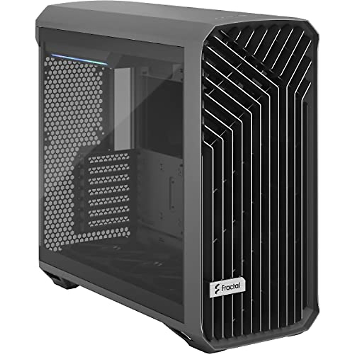 Fractal Design Torrent Gray - Ligth Tint Tempered Glass Side Panel - Open Grille for Maximum air Intake - Two 180mm PWM and Three 140mm Fans Included - Type C - ATX Airflow Mid Tower PC Gaming Case