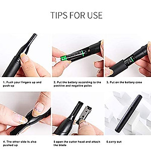 HAMTOD Eyebrow Trimmer, Electric Eyebrow Razor Battery-Operated Facial Hair Remover with Pivoting Head Eyebrow Trimming for Men with Comb, face shavers ,Painless for Face Chin Neck, Upper-Lip