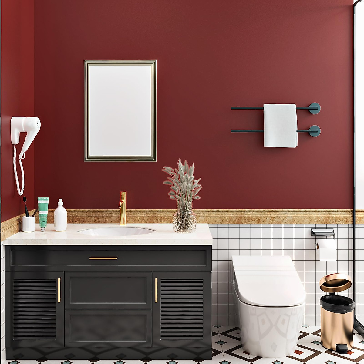 WESTICK Retro Red Wallpaper for Bedroom Walls 394" x 15.75" Red Contact Paper for Cabinets Waterproof Peel and Stick Wallpaper Self Adhesive Accent Wall Paper Living Room Entryway Vinyl Roll