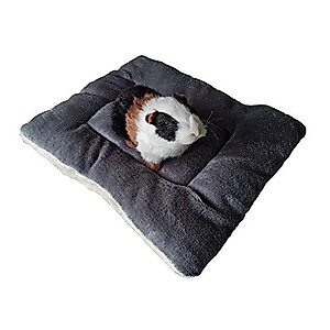 NA PAWSINSIDE Guinea Pig Bed Small Animals Winter Cage Bed Warm Fleece Pad Mat for Bunny, Guinea-Pigs, Ferrets, Hamsters, Chinchillas and Hedgehogs (Large, Grey)