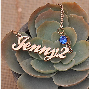 LikeFun Custom My Name Necklace with Birthstone Personalized Cobi Name Jewelry
