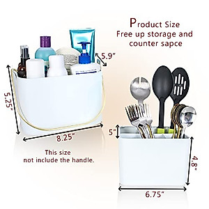 FULL TREND 2 PCS Utensil Caddy, Flatware Holder with 4 Compartments Silverware Organizer Farmhouse Kitchen Decor Perfect for Home, Kitchen, Countertop, Party, Camping, Outdoor and Restaurant