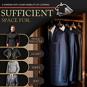 Hleelomi 5 Pack 40-inch Suit Bag Garment Bag for Travel and Storage, Garment Bags for Hanging Clothes with Zipper and Visible Transparent Window, Black