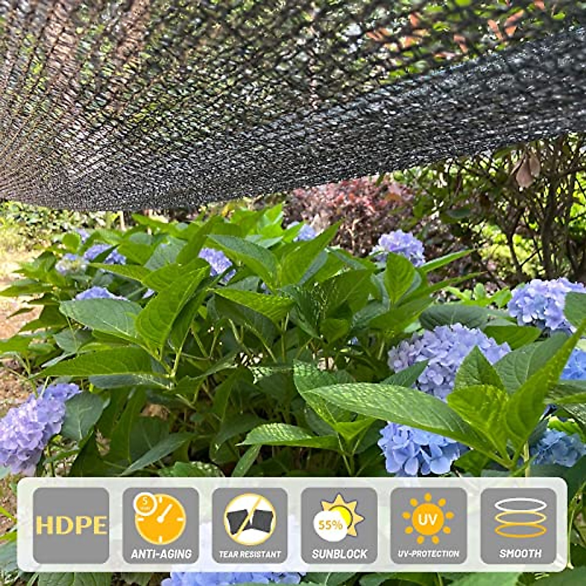 Cool Area 55% 6.5ft x10ft Sunblock Shade Cloth Cover Mesh UV Resistant Net for Garden Flower Plant Greenhouse, Black