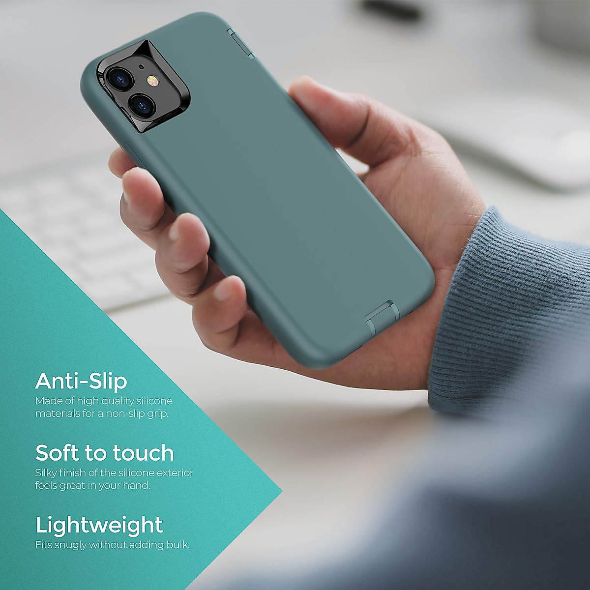 ORIbox for iPhone 12 Case for iPhone 12 Pro Case Green, [10 FT Military Grade Drop Protection], The Liquid Silicone Heavy Duty Shockproof Anti-Fall Case for iPhone 12/12 Pro,6.1 inch, Green